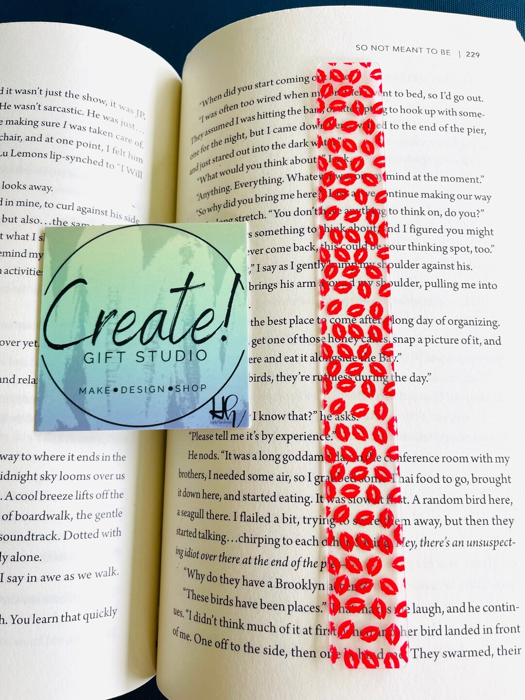 Cute Skinny Bookmark Featuring Red Lips Design for Romance Book Lovers ...