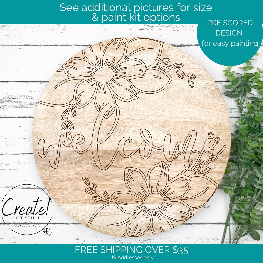 DIY Floral Welcome Door Sign Adult Craft Kit, DIY Door Hanger Kit, DIY ...