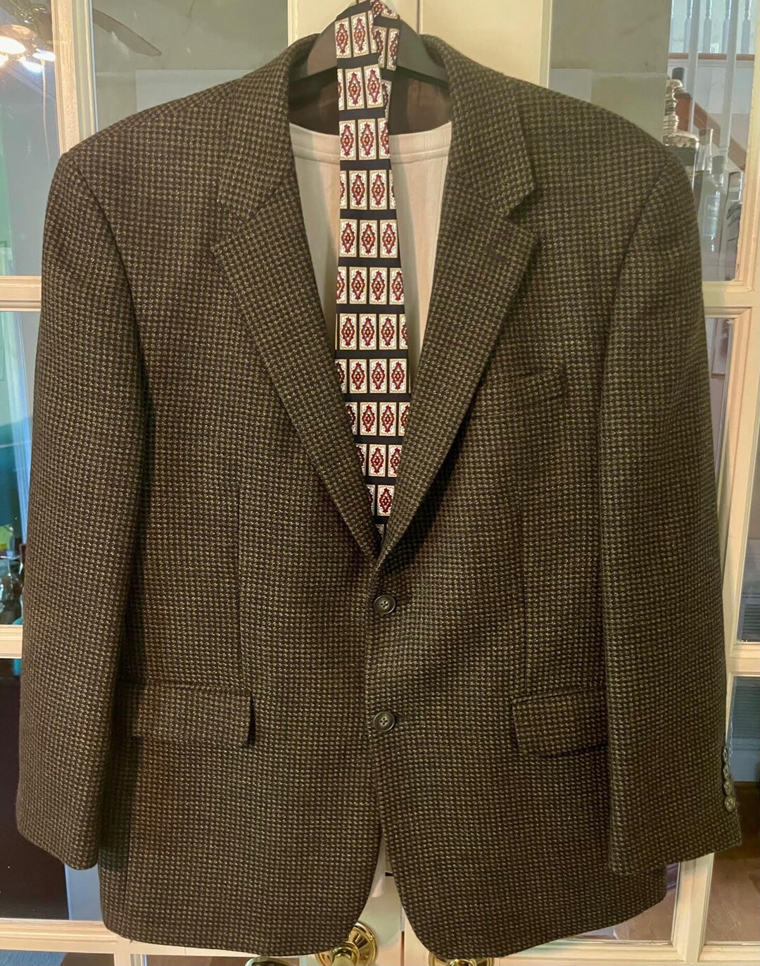 Vintage Andrew Fezza 100% Lambswool Men's 2-button Brown and Black ...