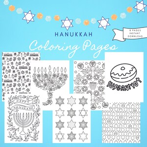 Hanukkah Printable Coloring & Activity Pages PDF Instant Download, Kids ...