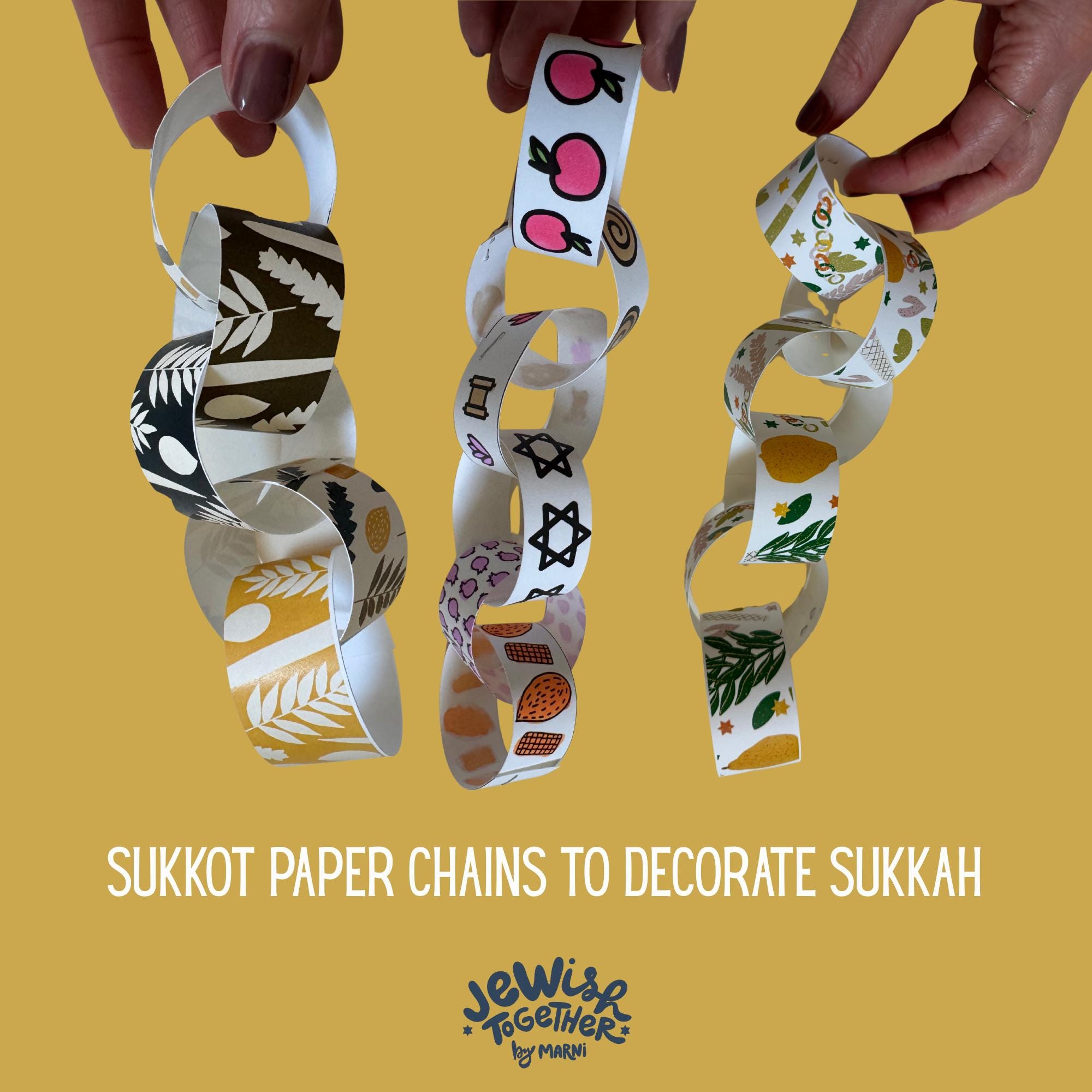 Sukkot Printable Paper Chain & Napkin Wraps | DIY Sukkah Decor, Jewish ...