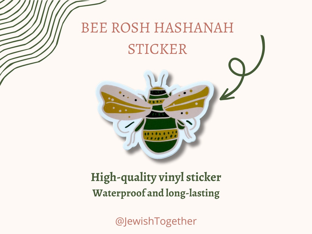 Rosh Hashanah Bee Sticker / Pink and Green Bee Die Cut Decal / Laptop ...
