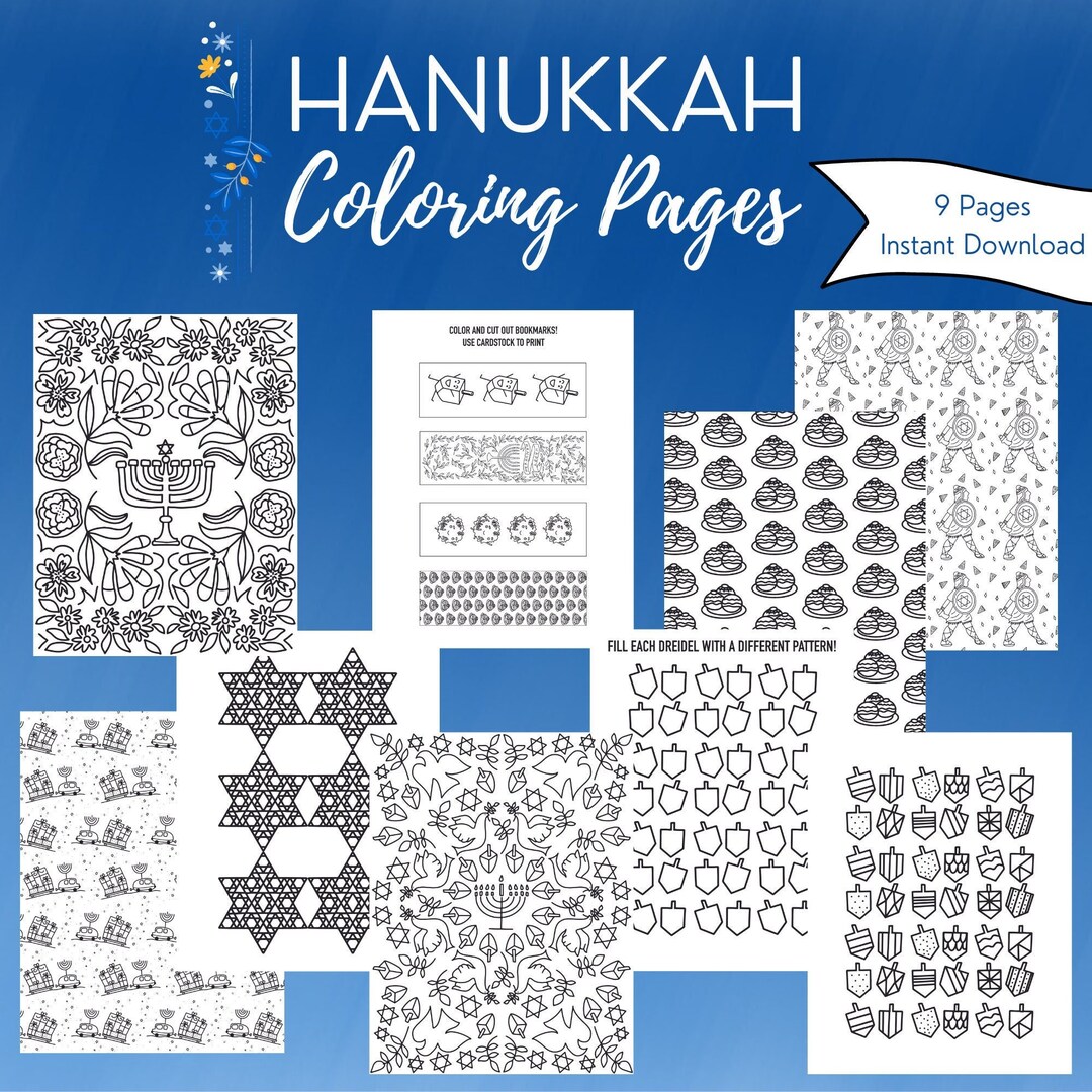 Hanukkah Printable Coloring & Activity Pages - PDF Instant Download ...