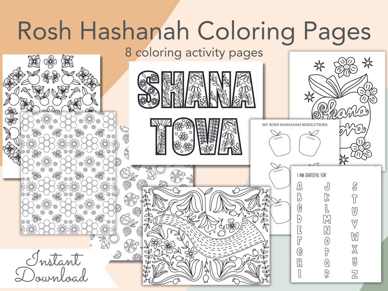 Rosh Hashanah Activity Coloring Book for Jewish Holidays Printable ...