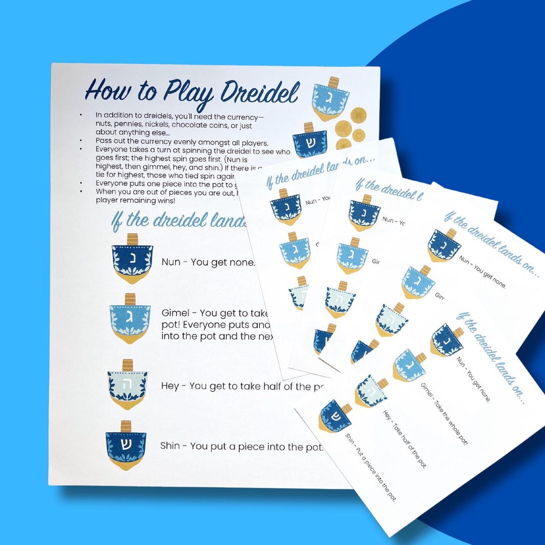 How to Play the Dreidel Game Art Print Hanukkah Printable Hand-drawn ...
