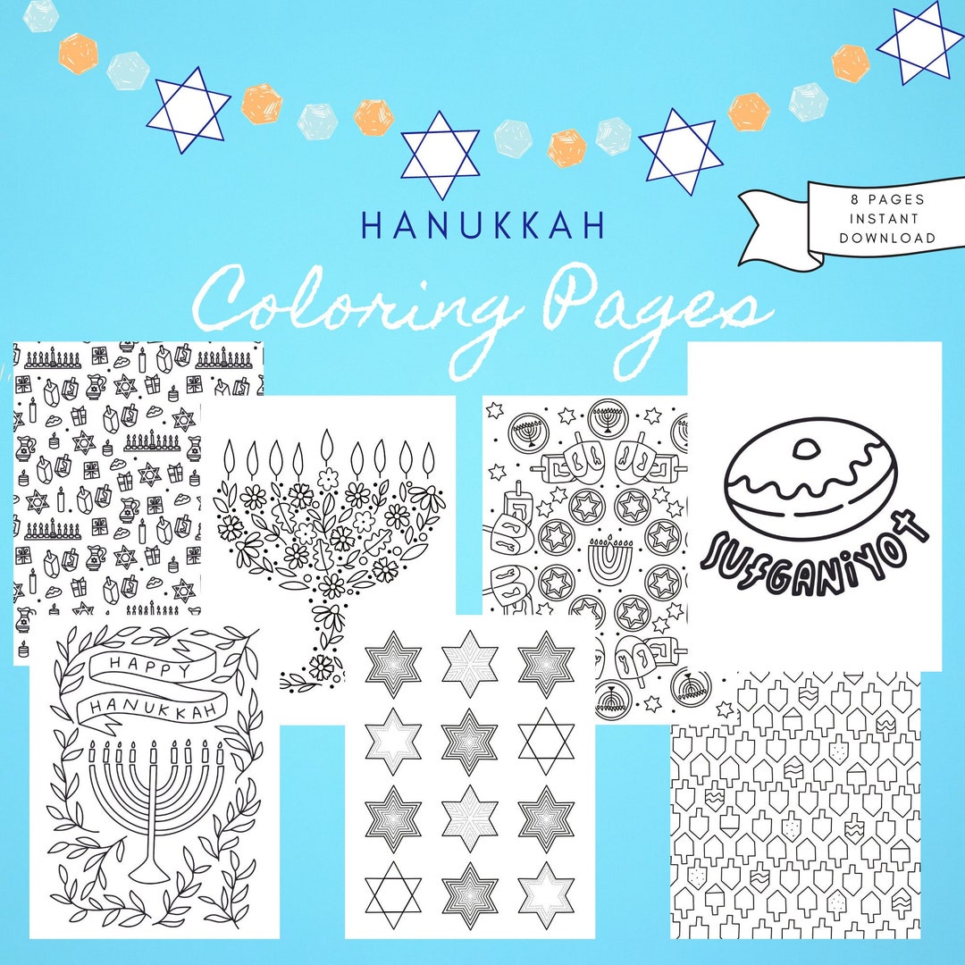 Hanukkah Printable Coloring & Activity Pages PDF Instant Download, Kids ...
