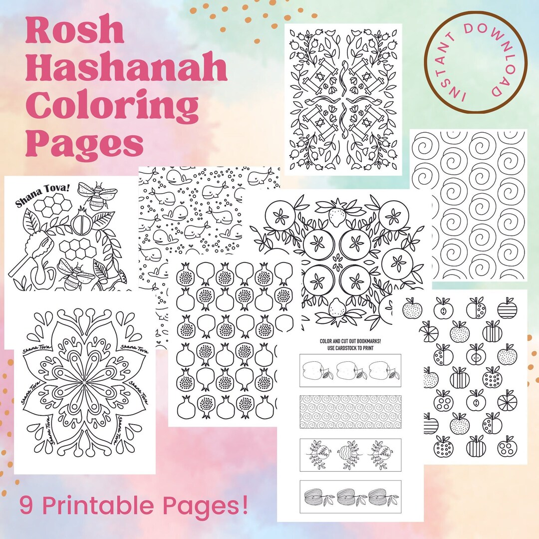Rosh Hashanah Digital Coloring Book 9 Printable Coloring - Etsy