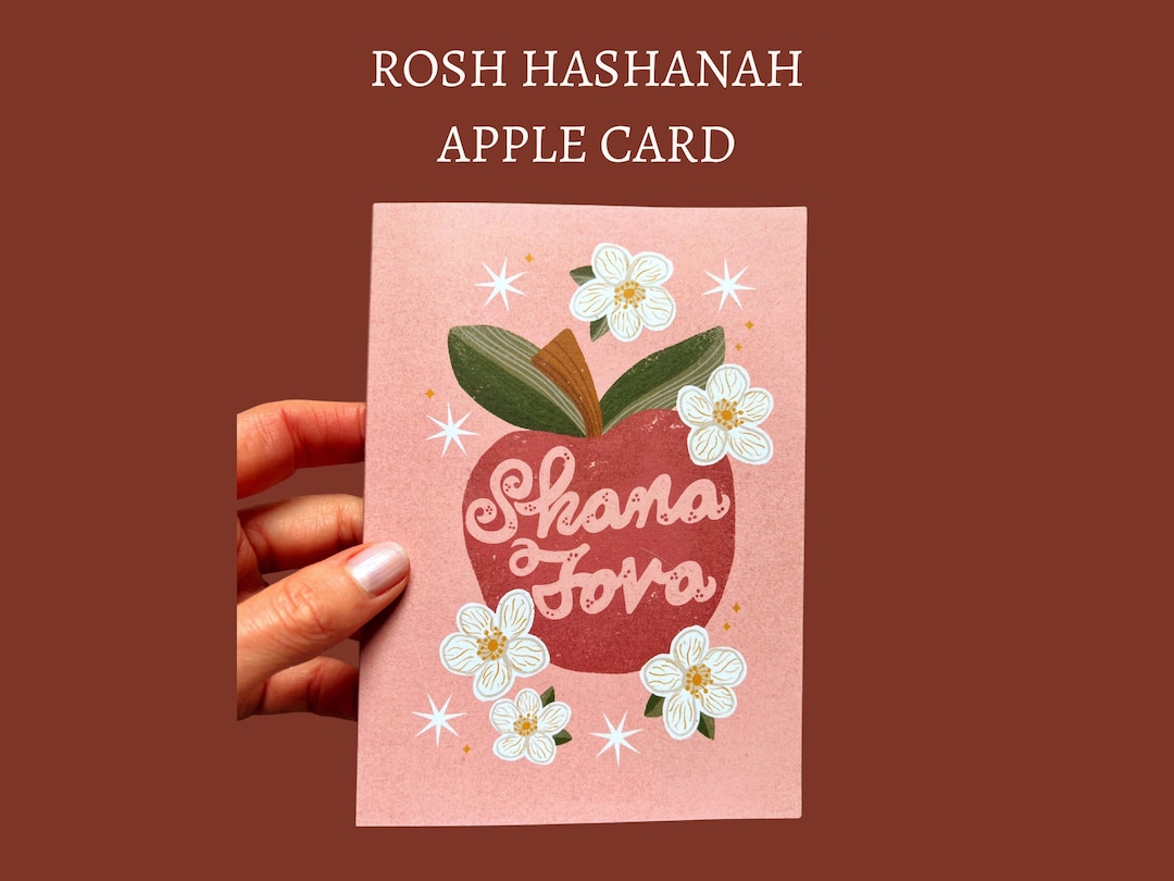Shana Tova Rosh Hashanah Card, Apple and Flowers Jewish New Year ...