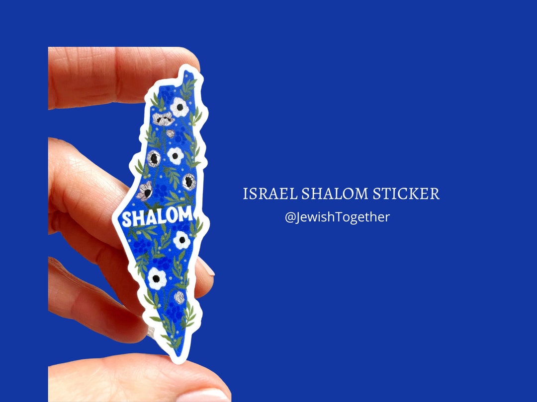 Shalom Israel Themed Sticker of Israel Pride Flowers, Shalom Peace ...