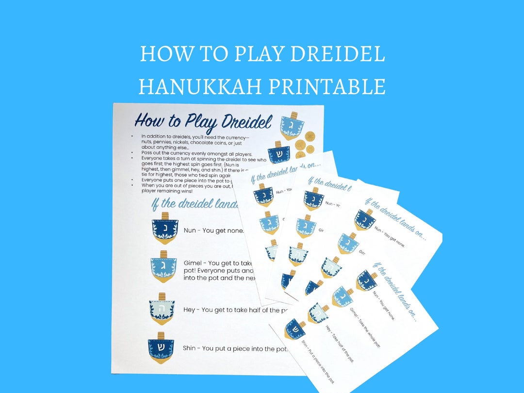 How to Play the Dreidel Game Art Print / Hanukkah Instant PDF Printable ...