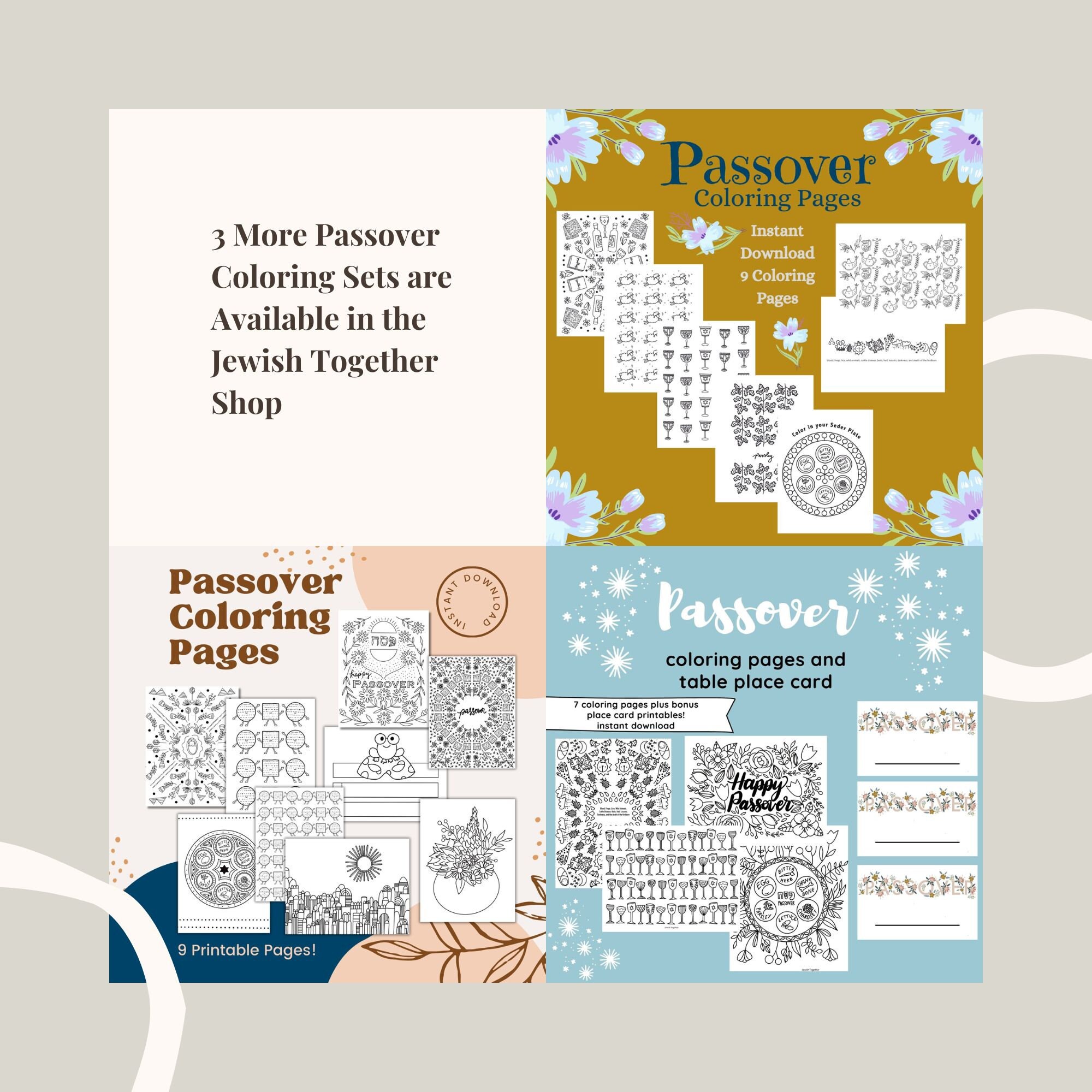 Passover Coloring Activity for Seder Plate, Baby Moses, Flowers ...