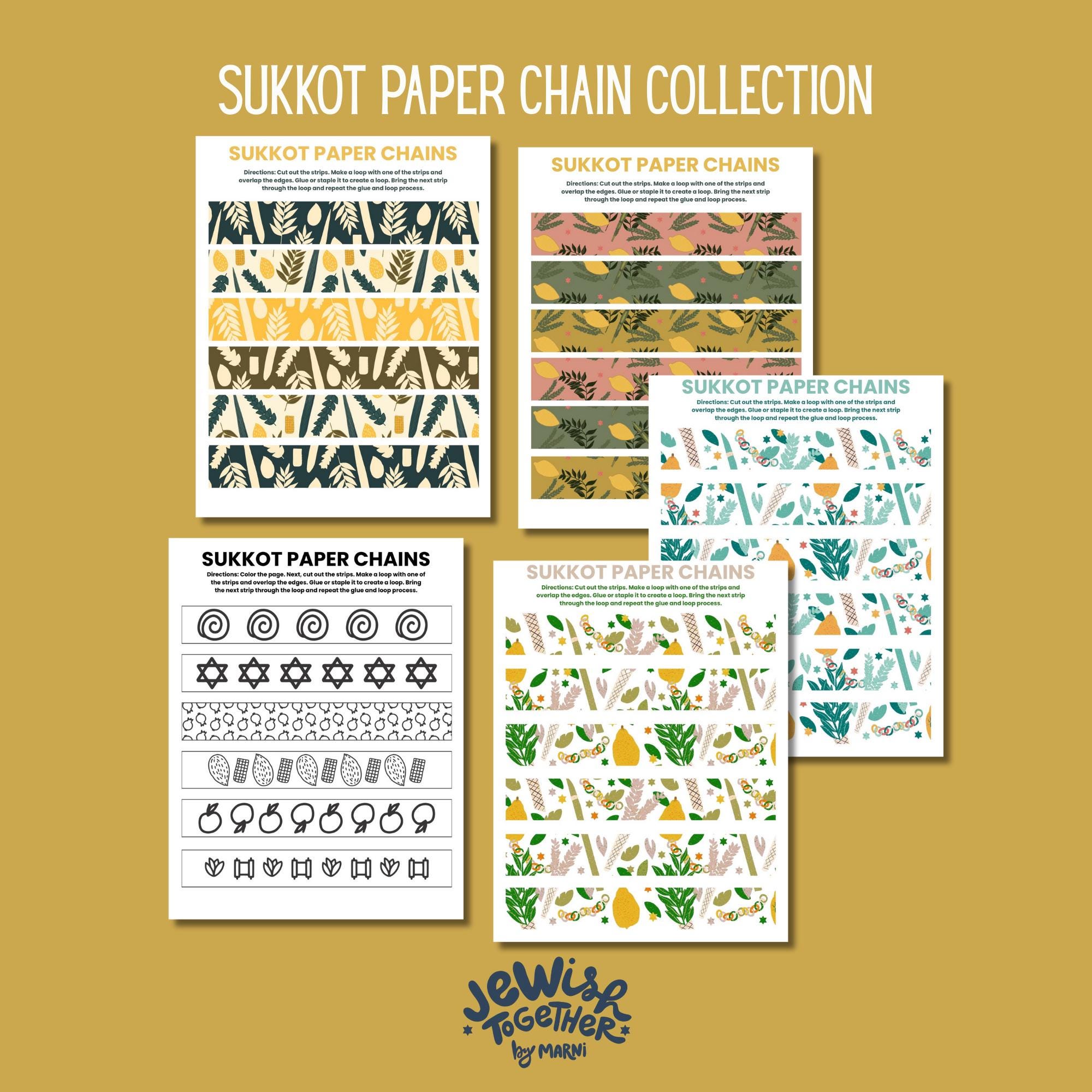 Sukkot Printable Paper Chain & Napkin Wraps | DIY Sukkah Decor, Jewish ...