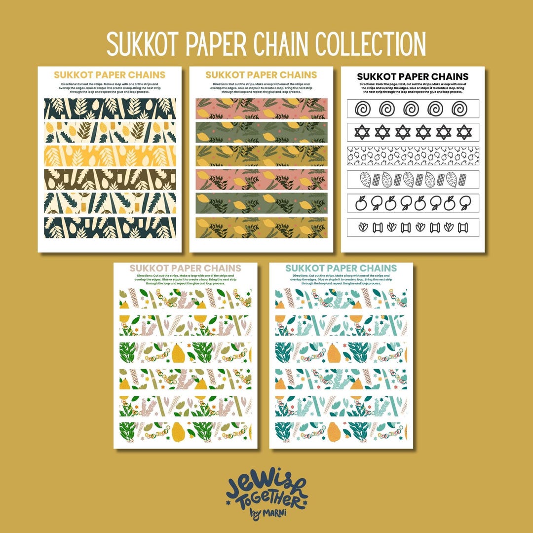 Sukkot Printable Paper Chain & Napkin Wraps | DIY Sukkah Decor, Jewish ...