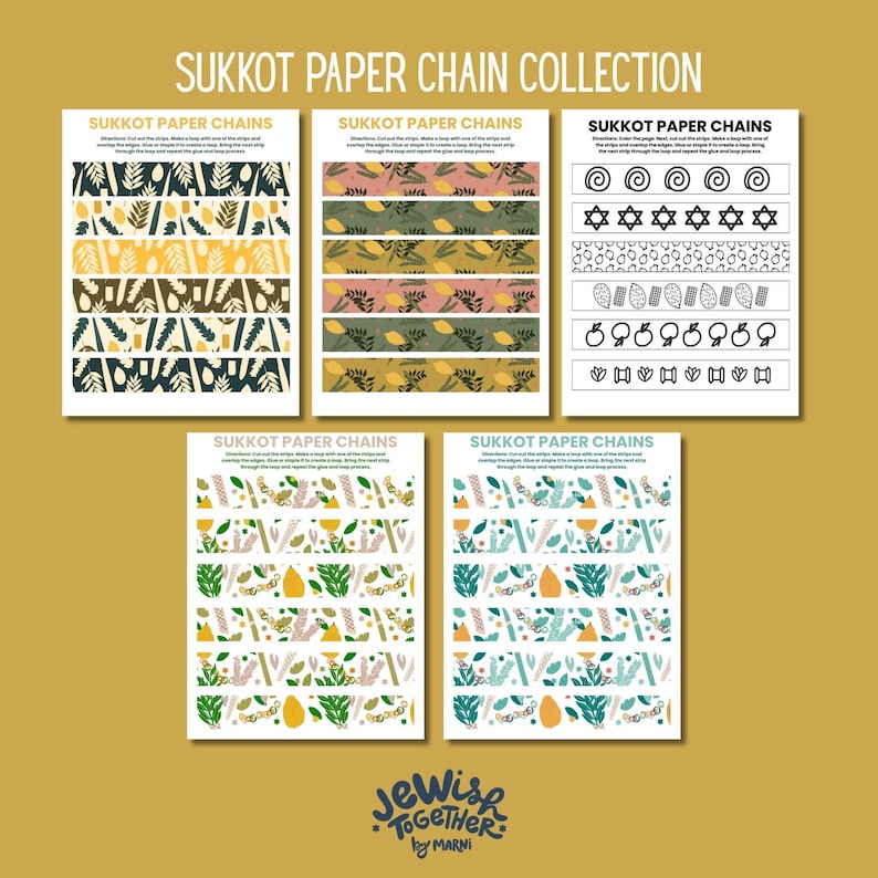 Sukkot Printable Paper Chain & Napkin Wraps | DIY Sukkah Decor, Jewish ...