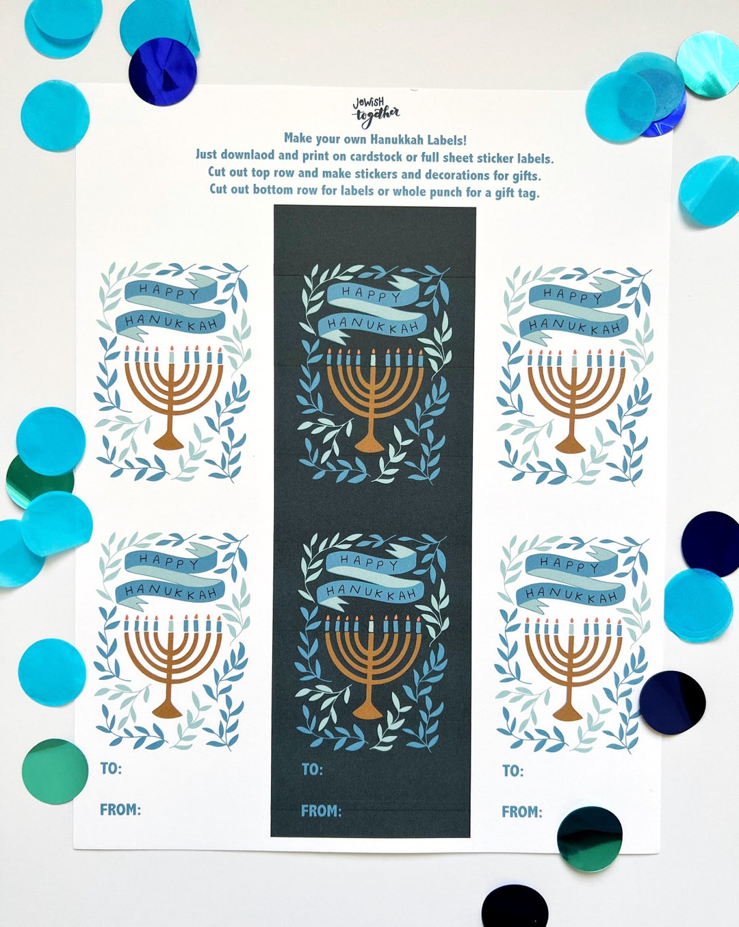 Happy Hanukkah Gift Tags Printable Menorah Labels Instant - Etsy
