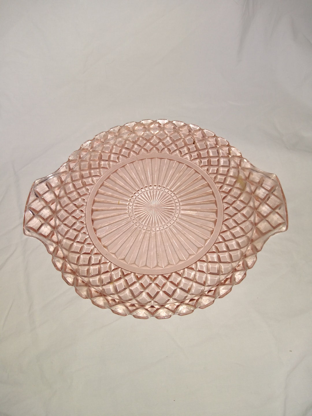 Anchor Hocking Depression Glass Waffle Pattern Tray With - Etsy