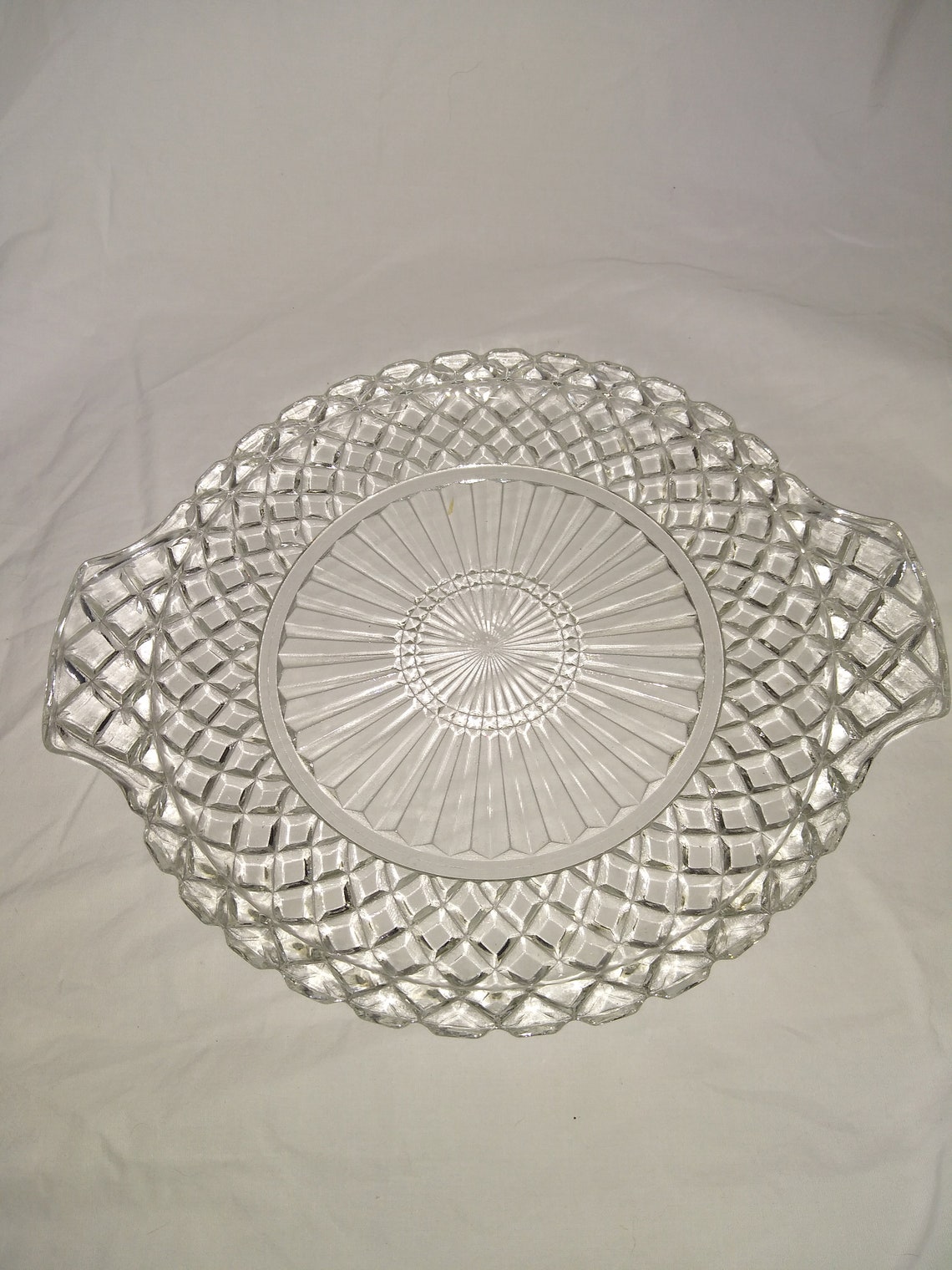 Anchor Hocking Depression Glass Waffle Pattern Tray With | Etsy