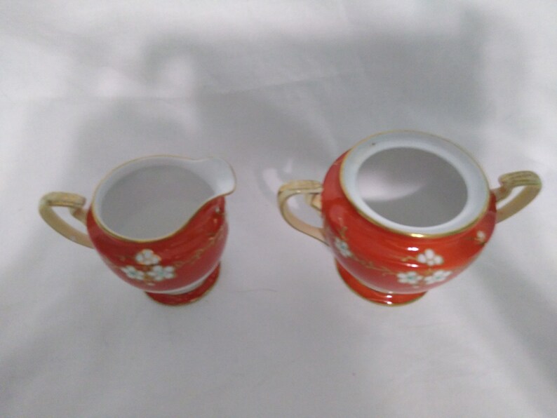 Red Noritake China Sugarbowl and Creamer - Etsy