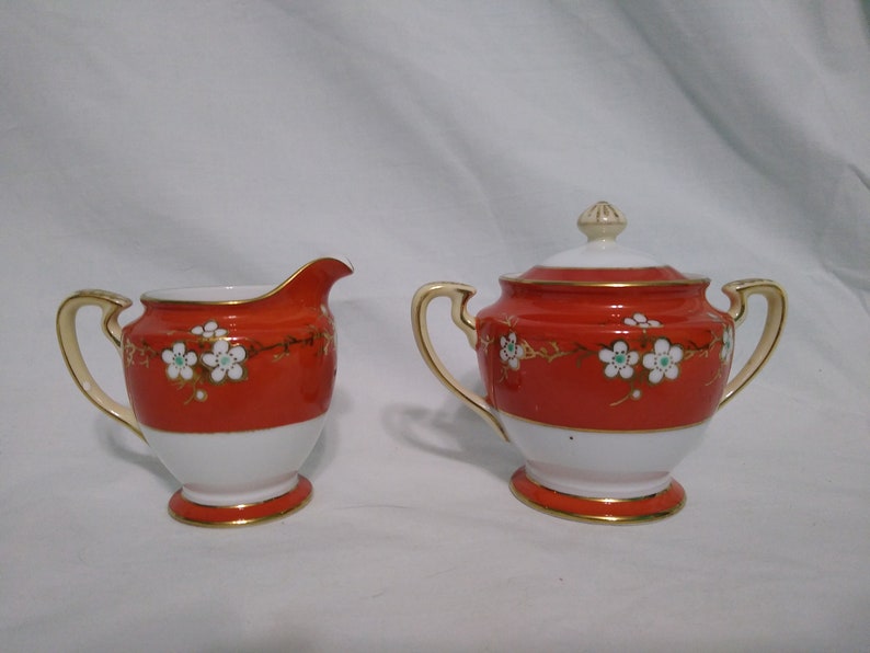 Red Noritake China Sugarbowl and Creamer - Etsy