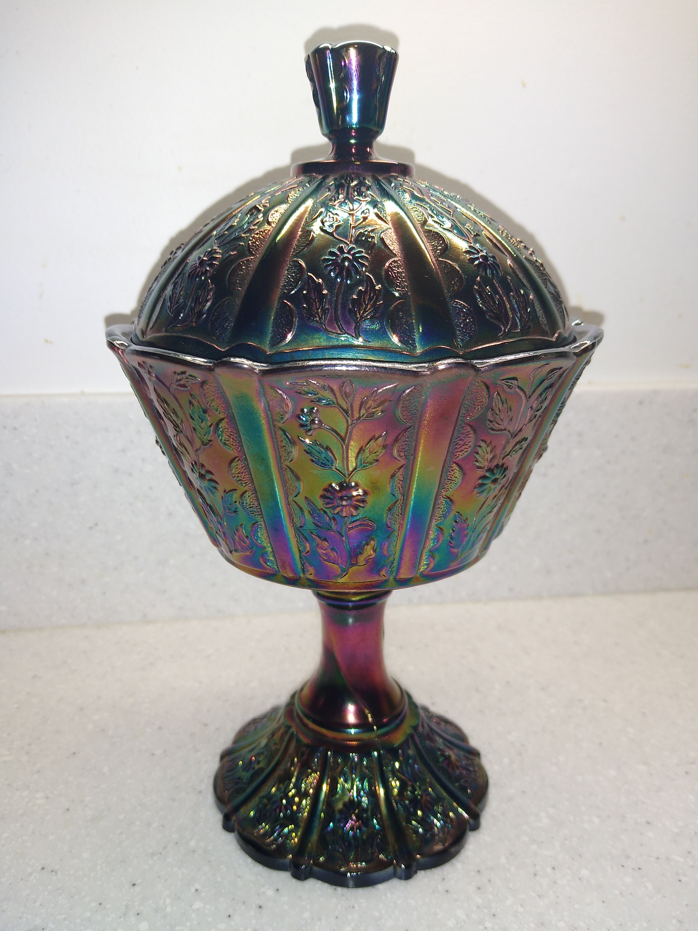 RARE Fenton Black Amethyst 1970s Carnival Glass Daisy Covered - Etsy