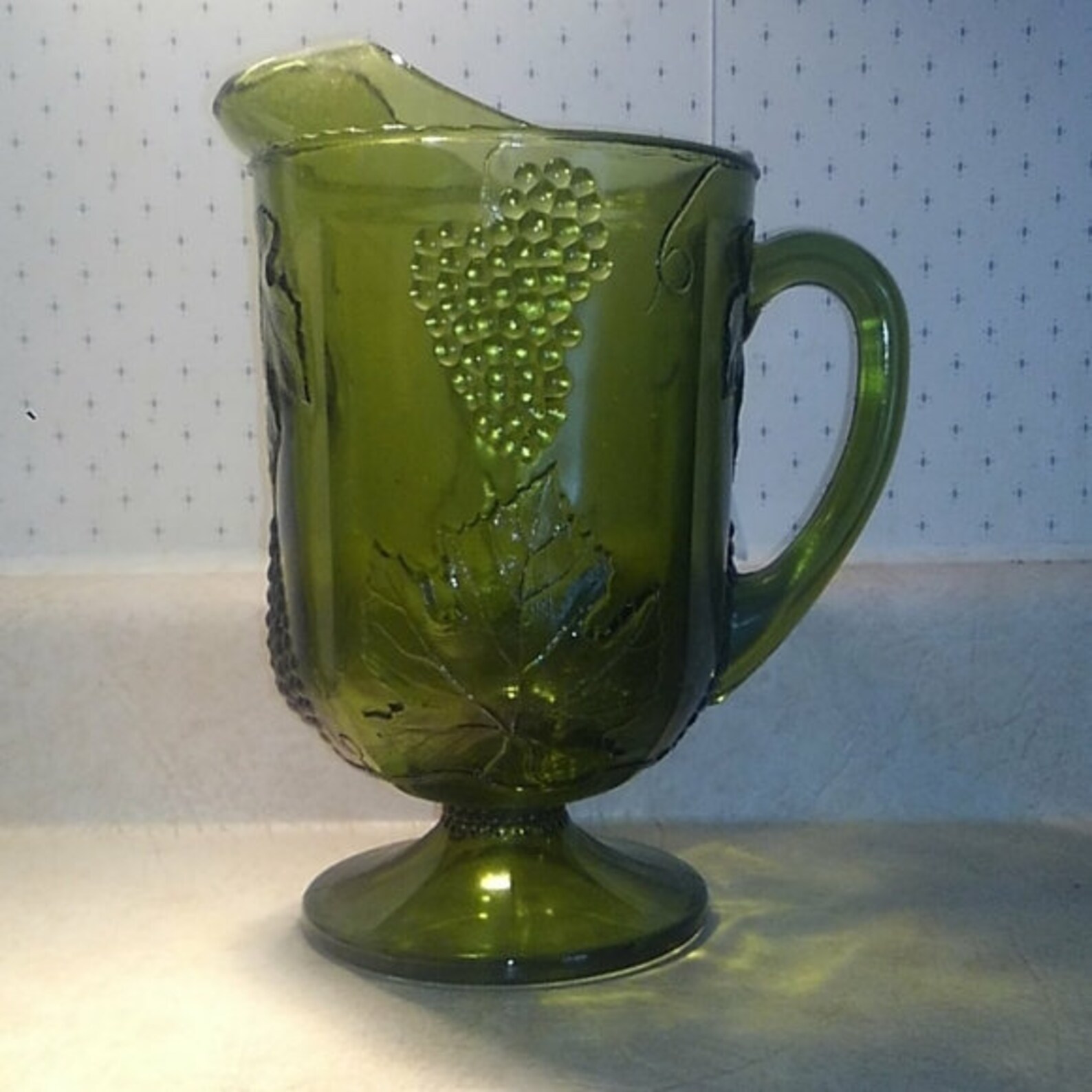 Green Glass Pitcher | Etsy