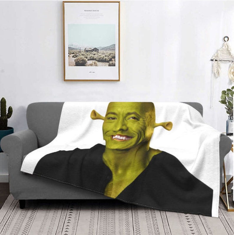 Cursed Dwayne the Rock Johnson Shrek Meme Warm Fleece Flannel - Etsy ...