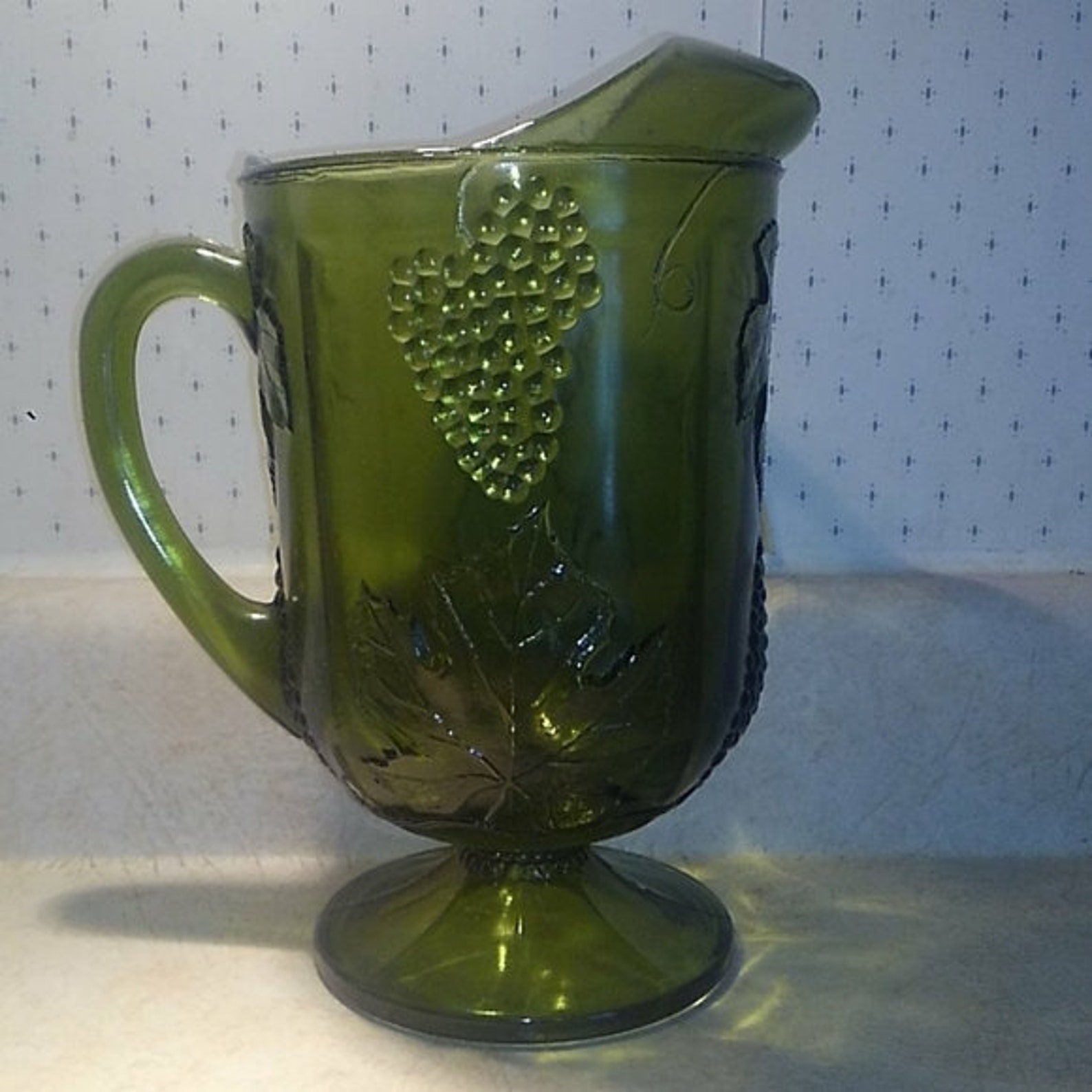 Green Glass Pitcher | Etsy