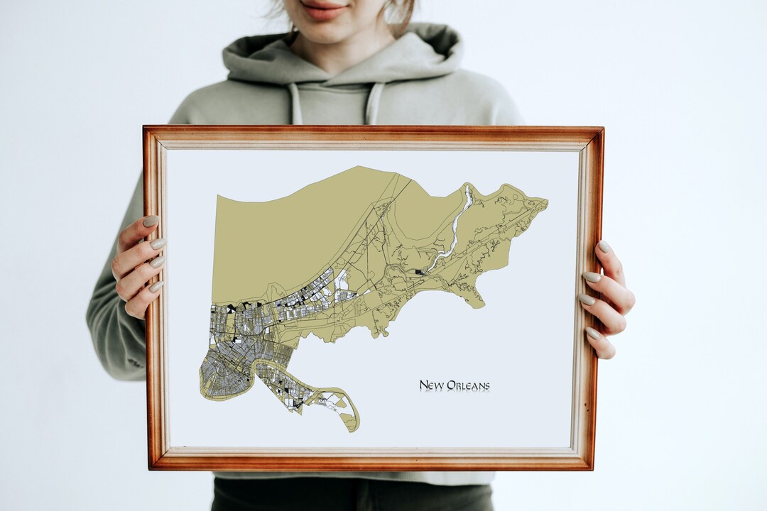 New Orleans, Louisiana Map Art (set of 4) Wall Decor - Saints ...