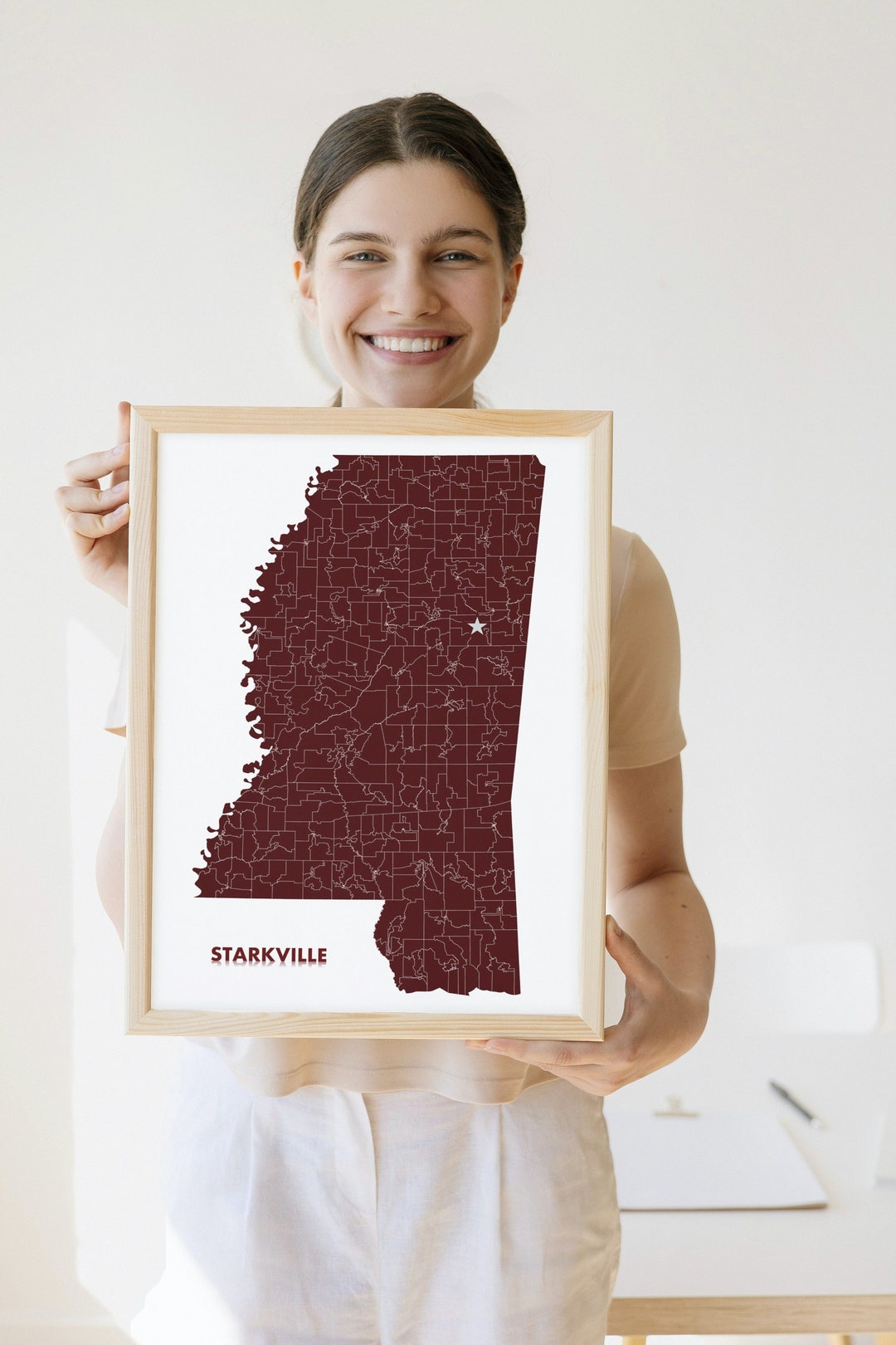 State of Mississippi Map Art (set of 5) School Colors Wall Decor - Ole ...