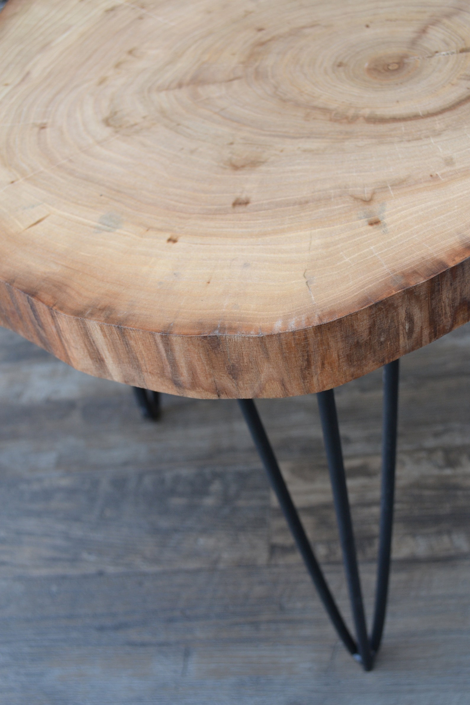 Wood Tree Slice Table With Hairpin Legs - Etsy UK