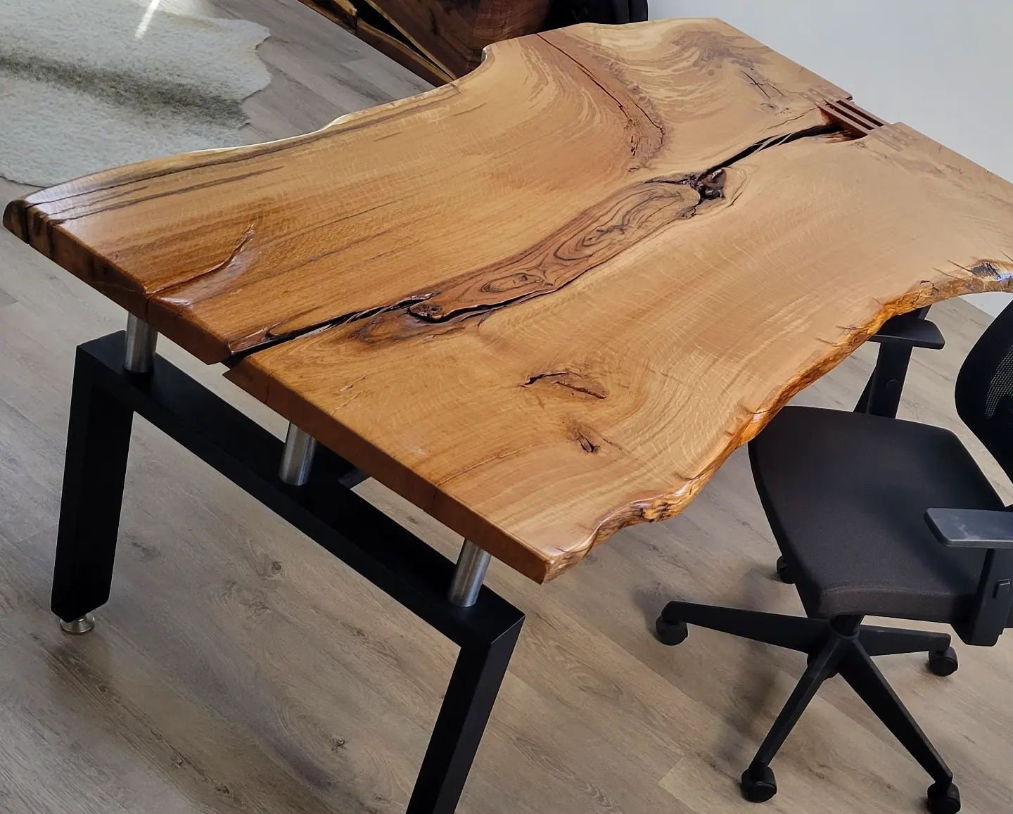 Modern Desk Solid Wood Desk Home Office Desk Wood and Steel - Etsy