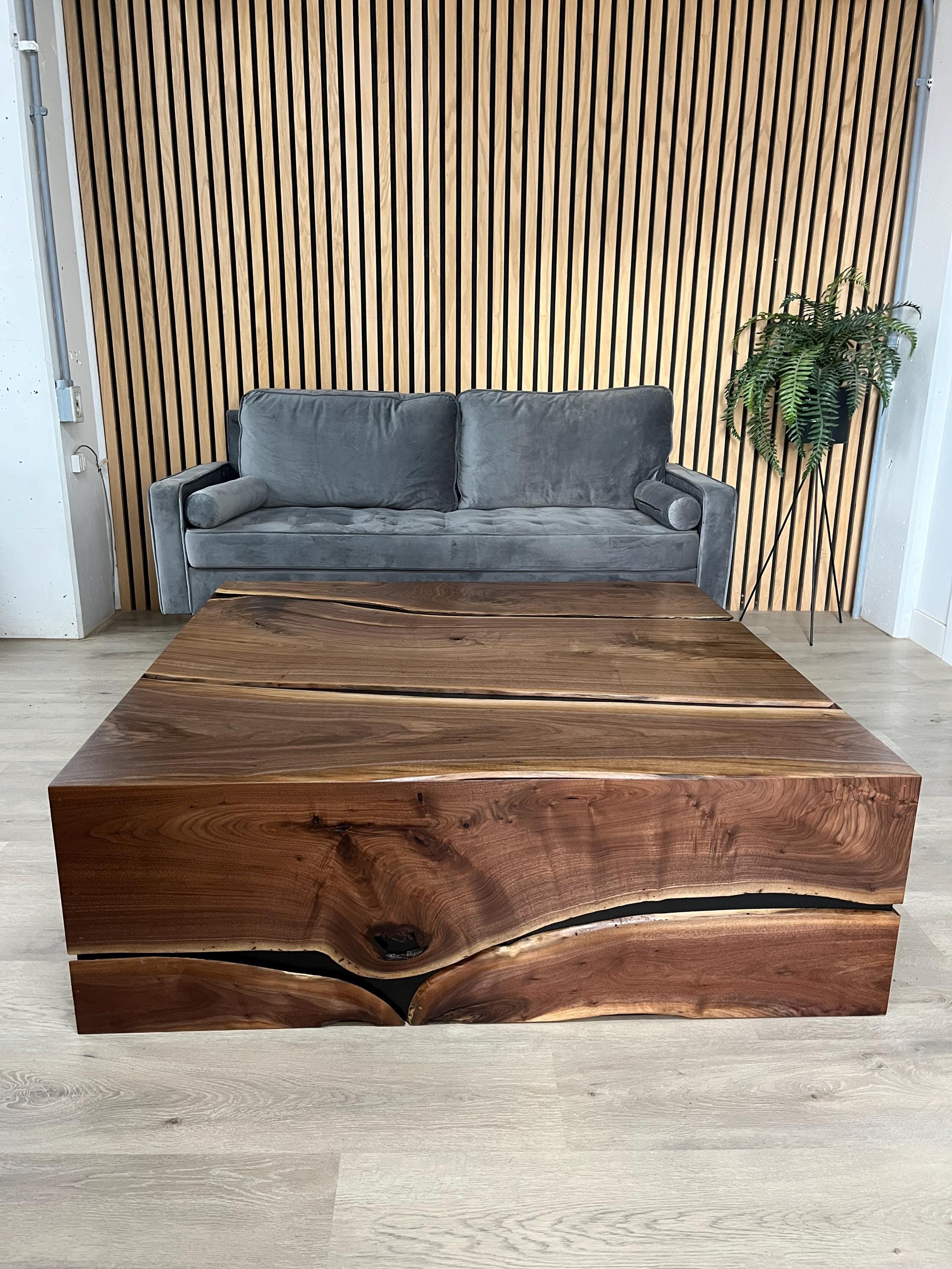 Live Edge Large Coffee Table, Black Walnut, Cube - Etsy