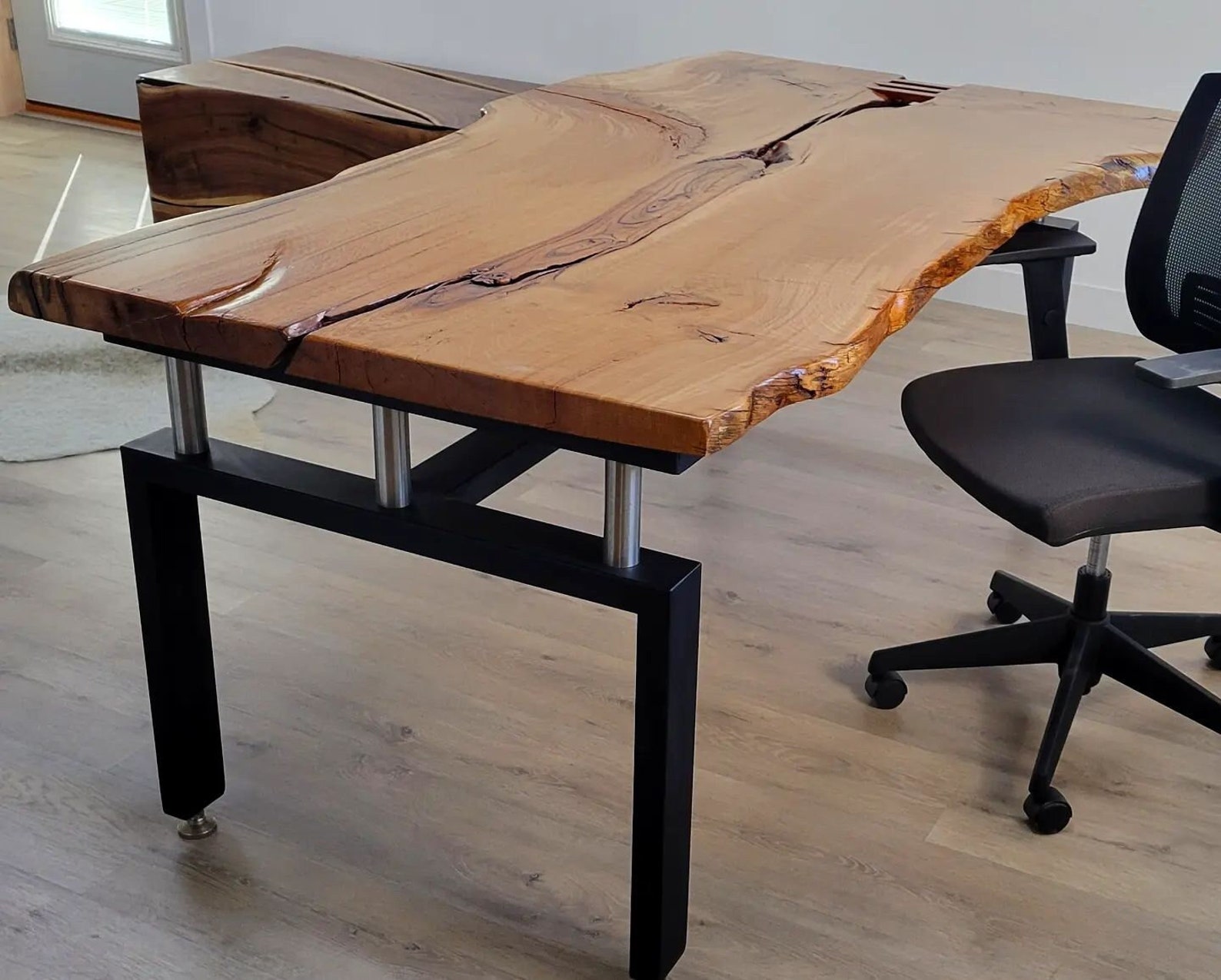 Modern Desk Solid Wood Desk Home Office Desk Wood and Steel - Etsy