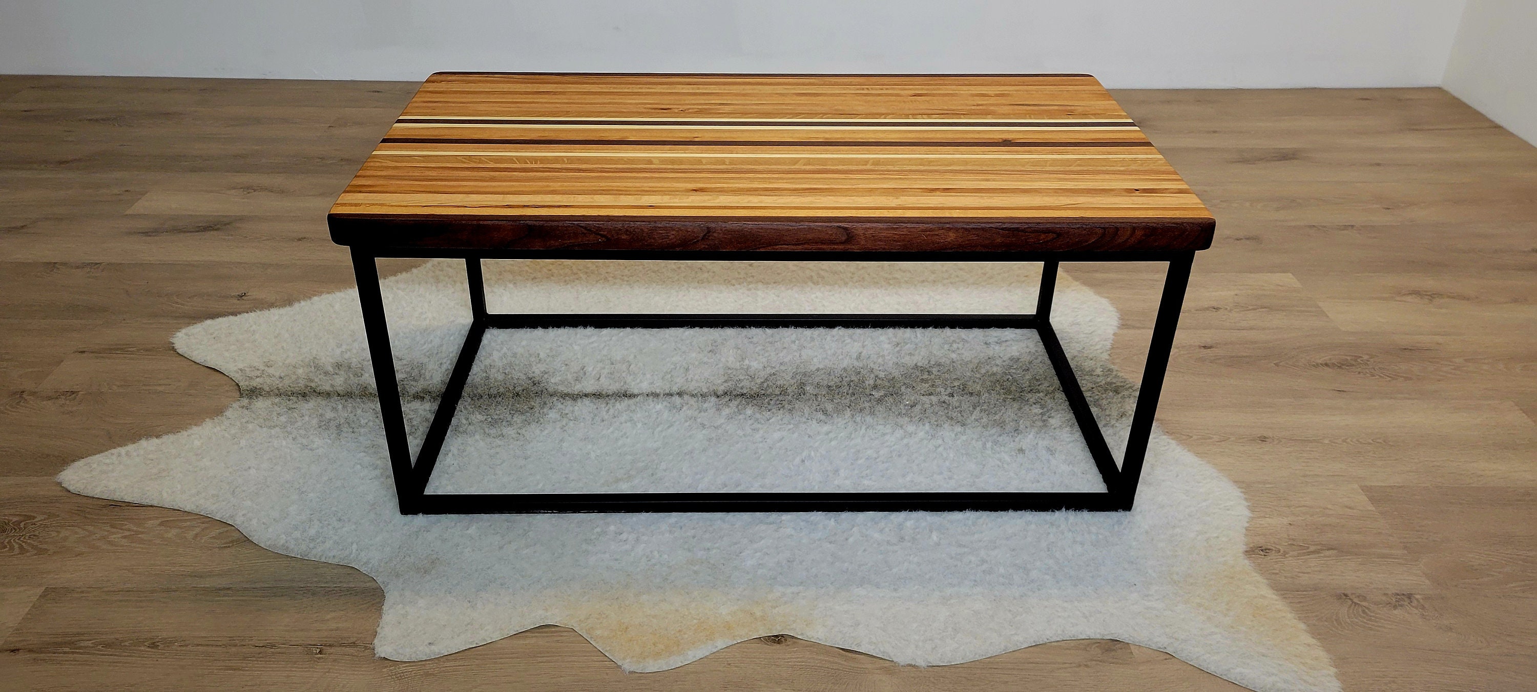 Butcher Block Table Solid Wood Coffee Table Wood and Steel - Etsy