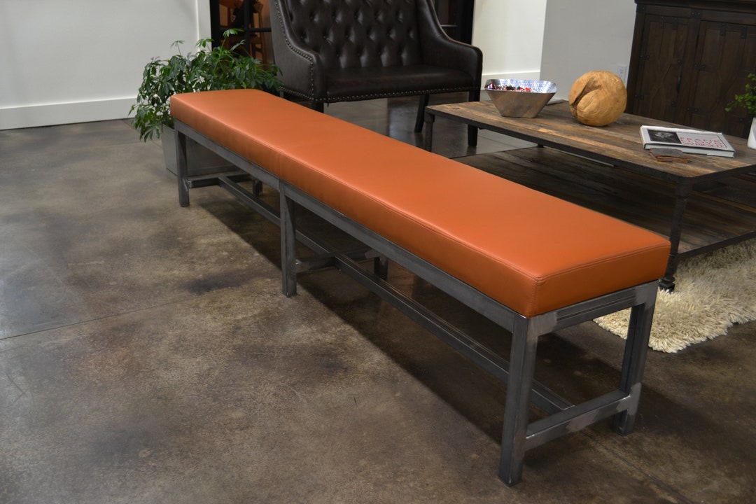 Orange leather bench store