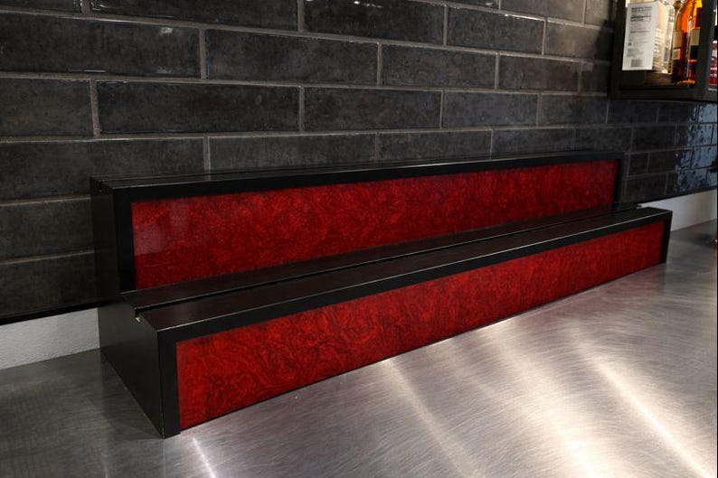 Epoxy Panel, Bottle Bar Riser, LED Lights, 46" Tiered Liquor Display ...