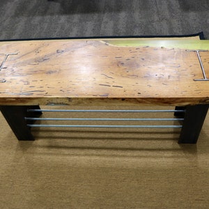 Live Edge Epoxy Resin Industrial Bench - Etsy