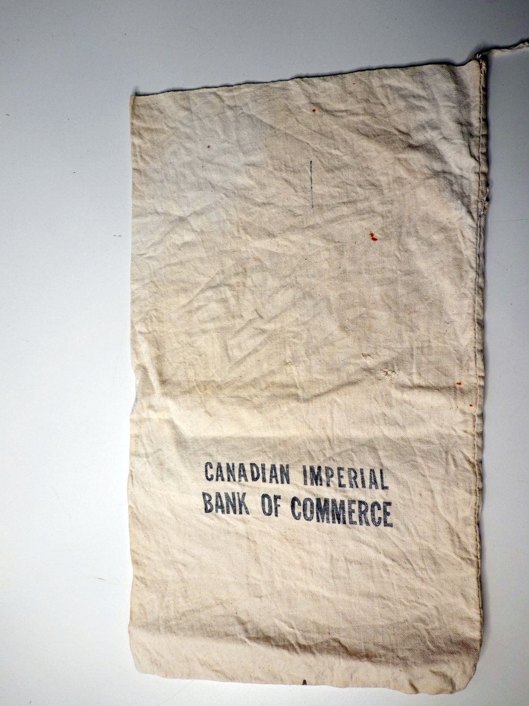 Vintage Canadian Imperial Bank of Commerce Money Bank Bag Bleached ...