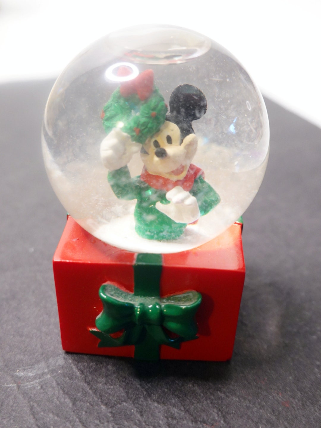 Mickey Mouse Christmas Snow Globe 3" Figurine Vintage Jcpenney Plastic ...