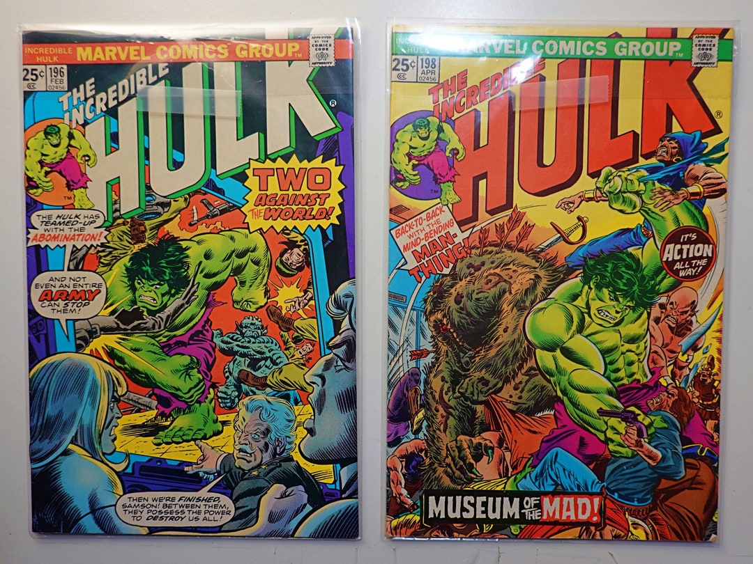 2 Marvel Comic Books the Incredible Hulk 196 Feb 1976 Two Against the ...