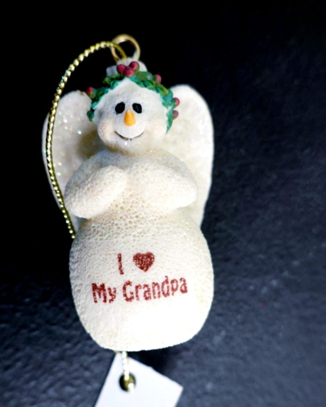 2" Tall Ganz Glittery Snowman Ornament: I Heart Grandpa Ceramic ...