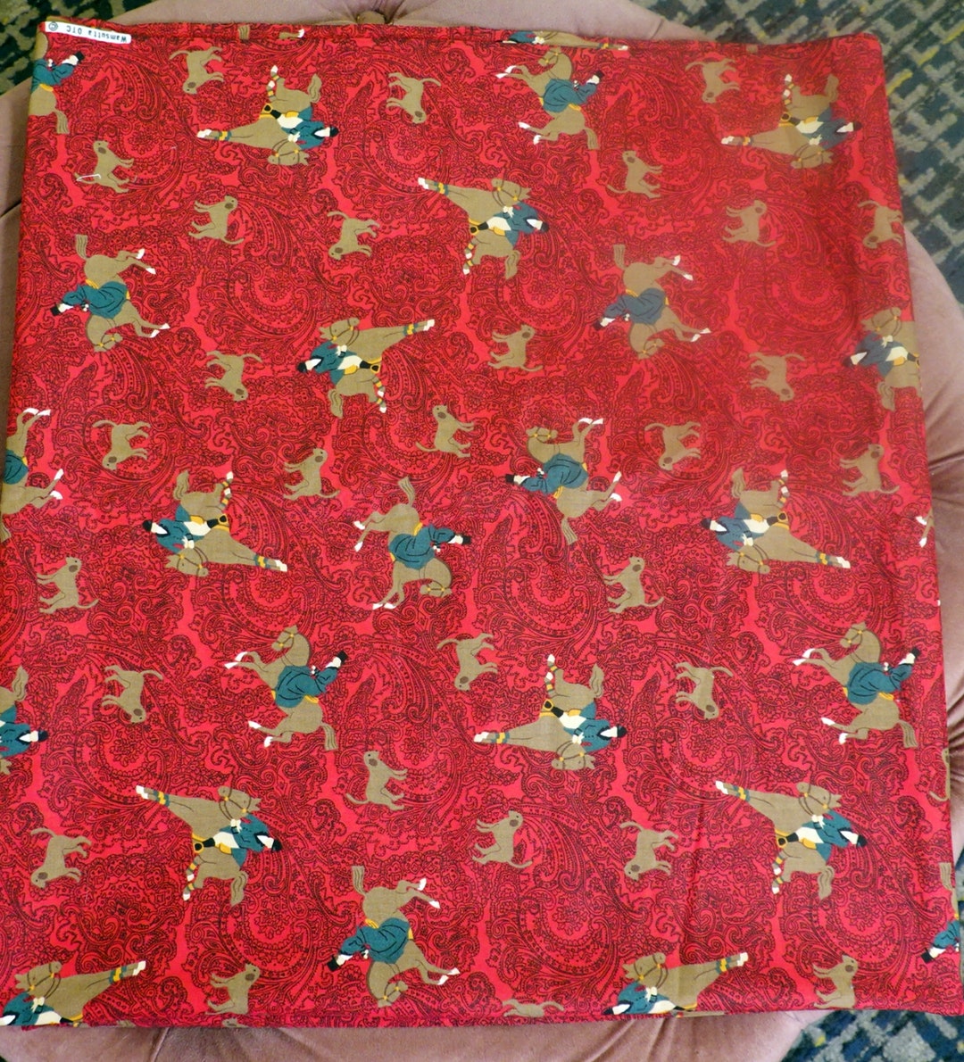 Vintage Wamsutta OTC English Hunting Printed Linen Cotton Fabric ...
