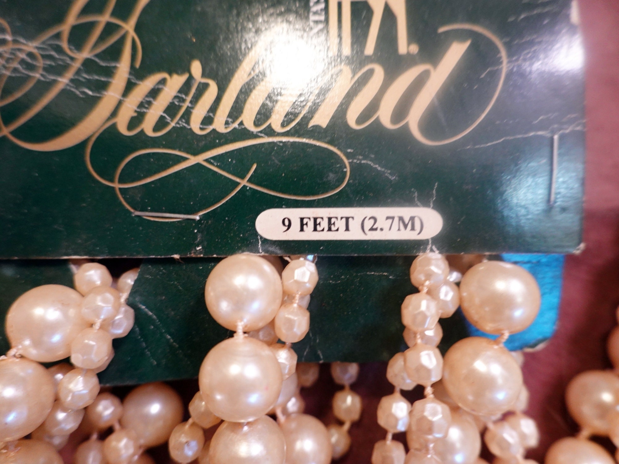 Vintage Pearlized Garland 48 Feet Total 2 Different Styles With ...
