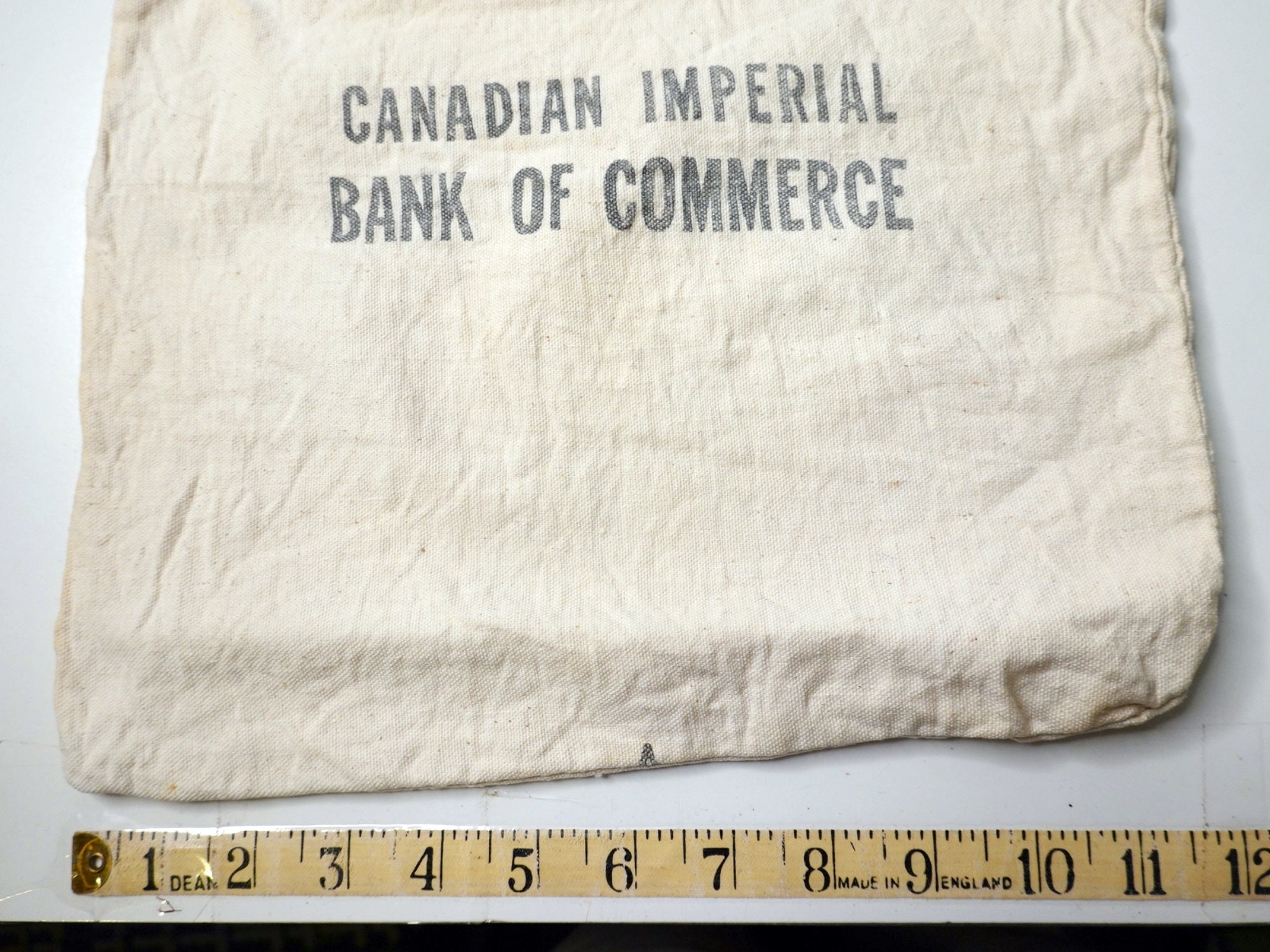 Vintage Canadian Imperial Bank of Commerce Money Bank Bag Bleached ...