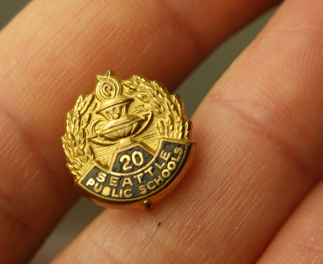 Vintage 10kt & Enameled Seattle Public School 25 Year Service Employee ...