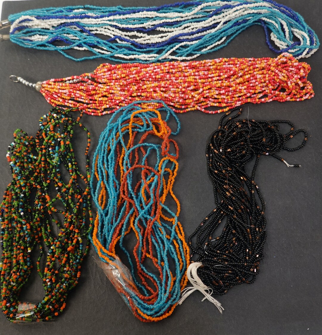 4 Shanks Seed Bead Multi Strands Lot: 1980s-90s Glass Beads (10 Oz+ ...