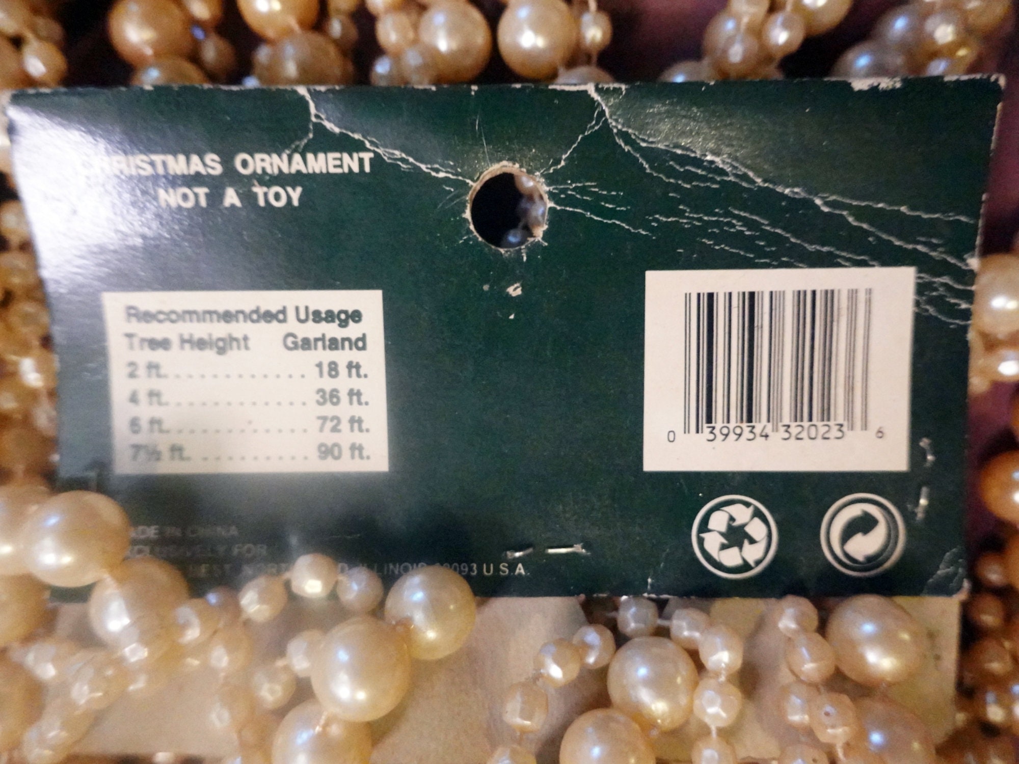 Vintage Pearlized Garland 48 Feet Total 2 Different Styles With ...