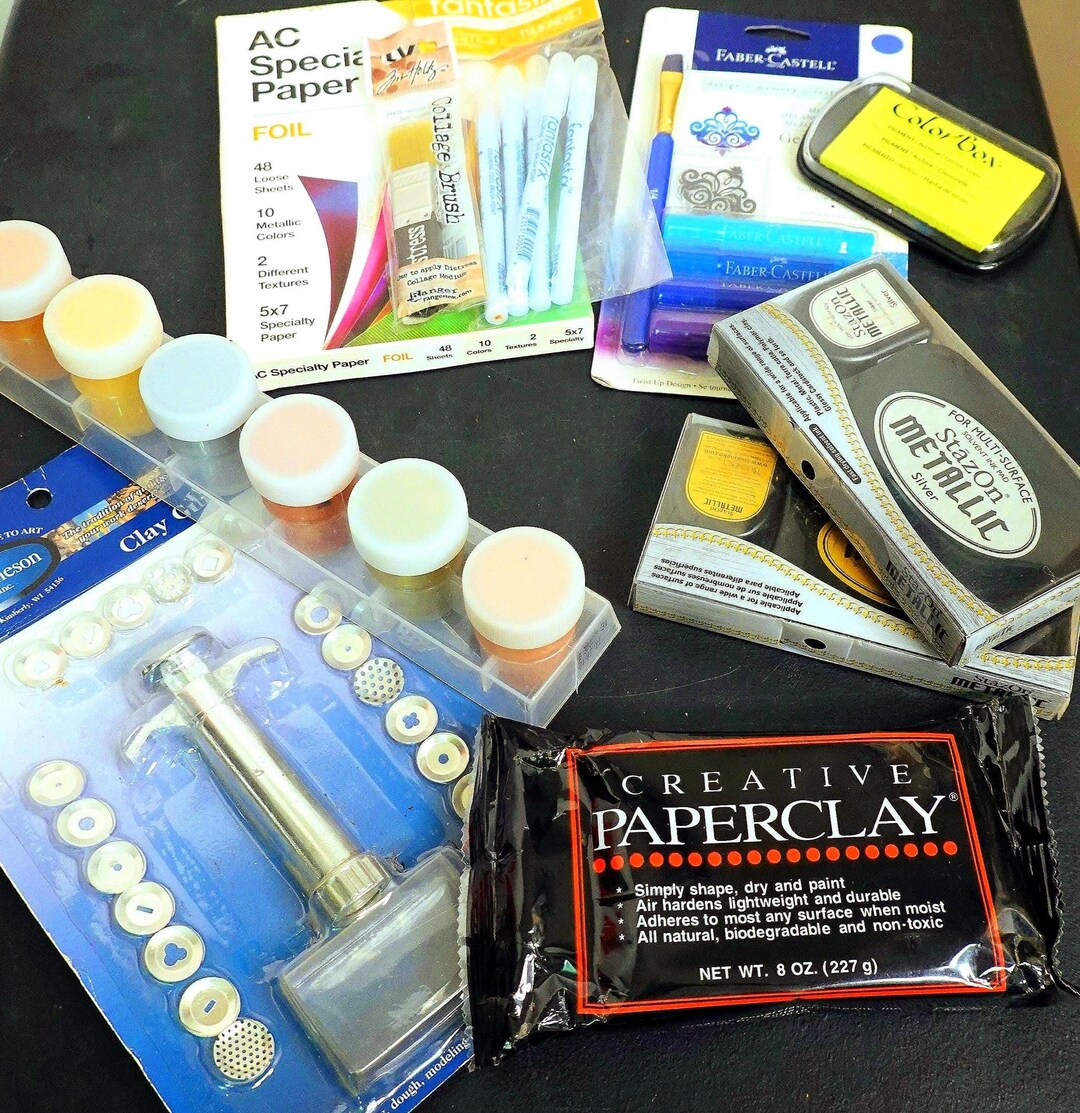 Artist Crafting Grab Bag: Metallic Paints, Clay Gun, Foil Sheets & More ...
