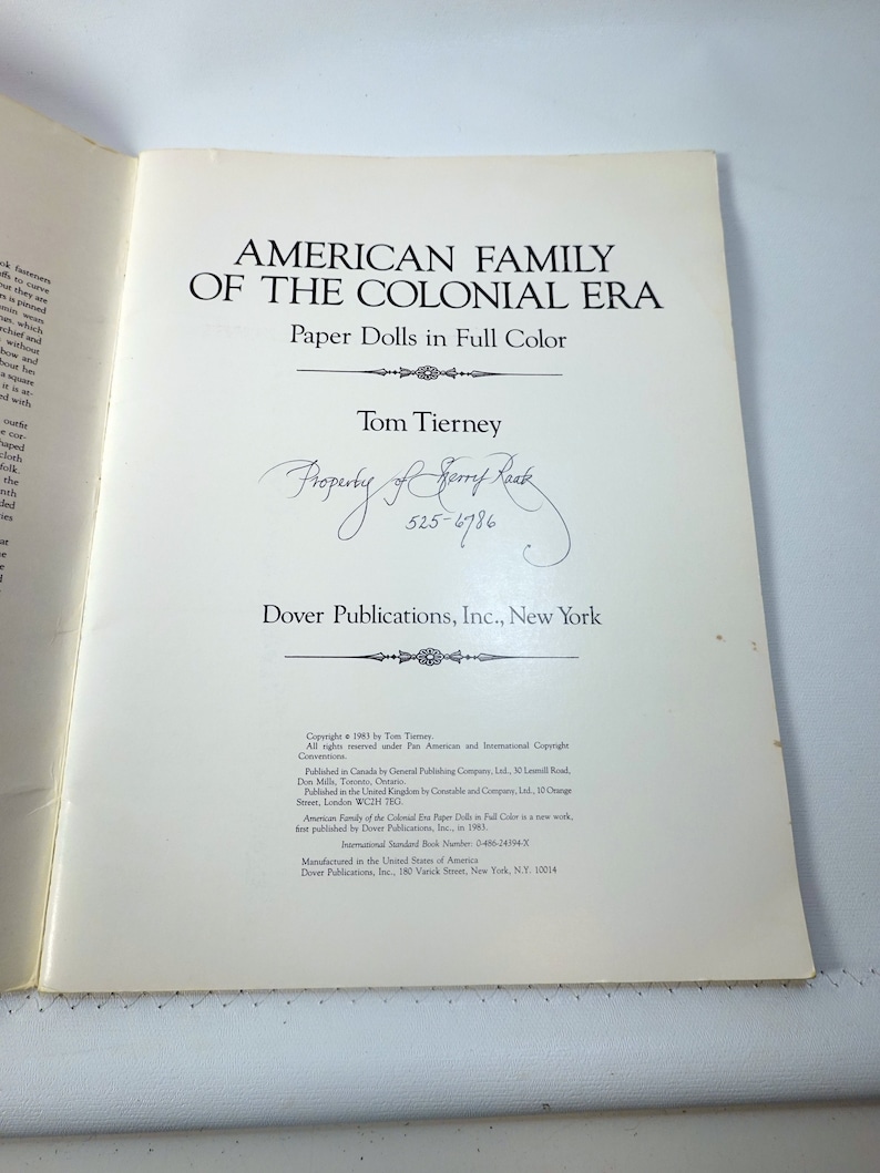 Rare Vintage American Family of the Colonial Era, Paper Dolls in Full ...