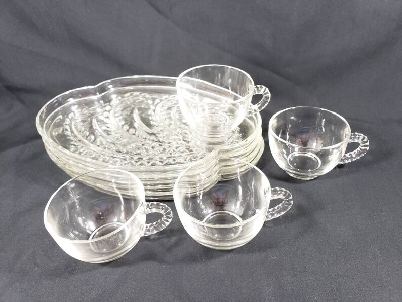 Vintage Federal Glass Homestead Snack Set in Original Box Set | Etsy